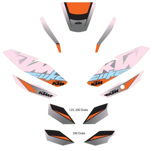KIT DECO AUTOCOLLANT DUKE KTM 125/200/390 DUKE